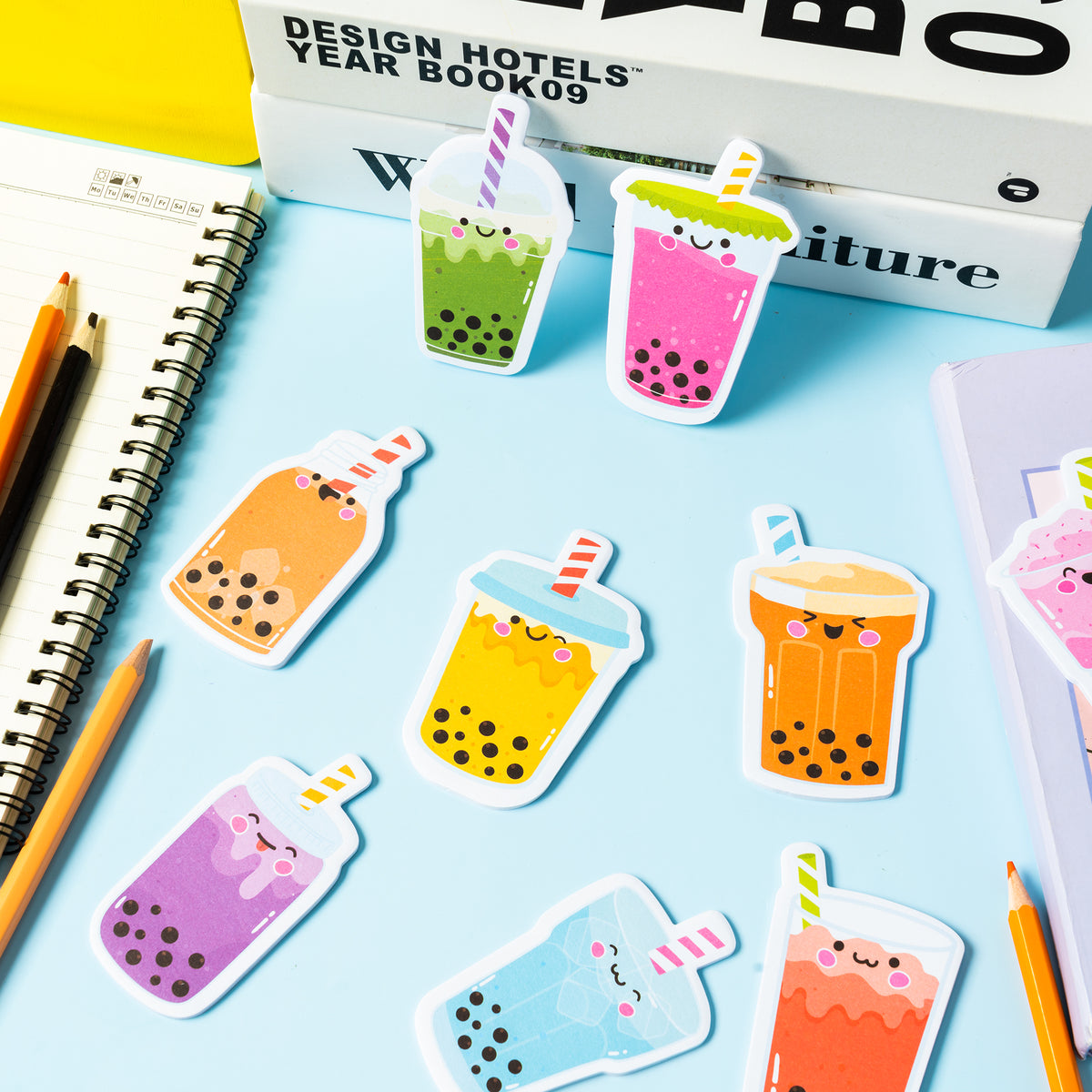 Xqumoi 30 Pack Bubble Tea Sticky Notes, Total 600 Sheets, Boba Milk Te